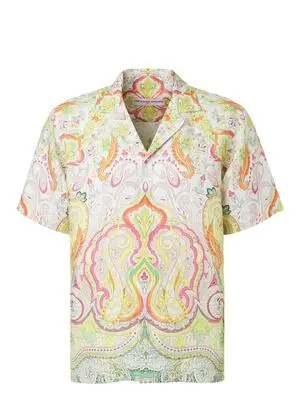 Orlebar Brown Maitan Printed Linen Bowling Shirt - Multicoloured