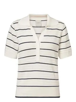 Varley Wren Striped Cotton-blend Polo Shirt - White