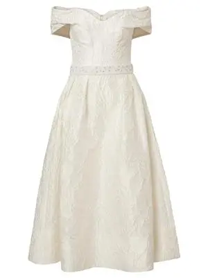 Rebecca Vallance Winslet Jacquard Midi Dress - White