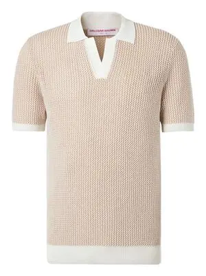 Orlebar Brown Horton Crochet Cotton Polo Sweater - Beige