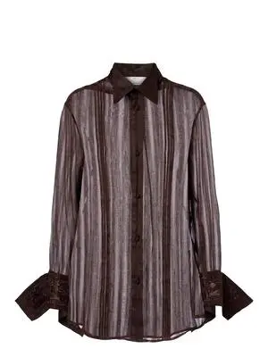 XU ZHI Embroidered Linen And Silk Shirt - Brown