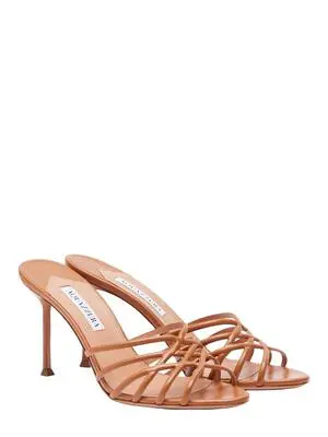 AQUAZZURA Wild Dream Leather Mules - Beige