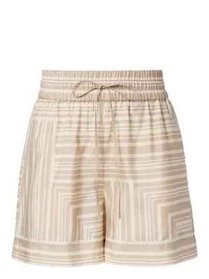 JOSEPH Laven Checked Silk Shorts - White