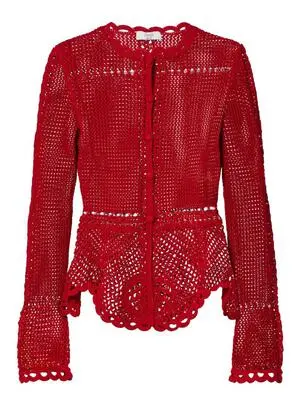 Erdem Crochet Cotton Cardigan - Red