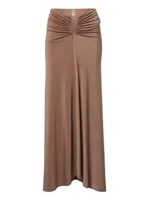 Jade Swim Skyla Ruched Jersey Maxi Skirt - Brown