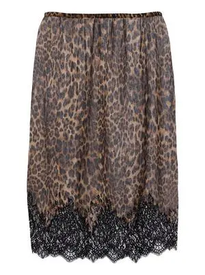 NILI LOTAN Thea Animal-print Midi Skirt - Brown