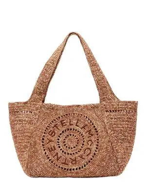 Stella McCartney Logo Raffia Tote Bag - Neutrals