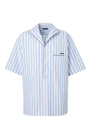 Dolce & Gabbana Striped Cotton And Silk Poplin Shirt - Blue