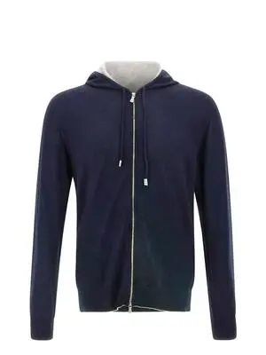 Eleventy Zip-up Drawstring Hoodie - Blue