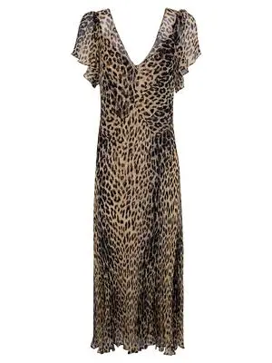 Rixo RIXO Bexley Leopard Print Dress Yellow