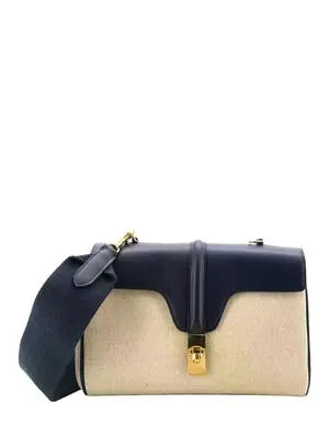 Celine Soft 16 Canvas And Leather Teen Shoulder Bag - Blue