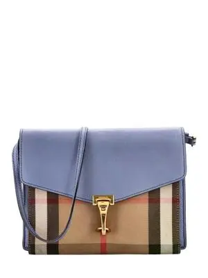 Burberry Macken Leather And House Check Canvas Small Crossbody Bag Blue