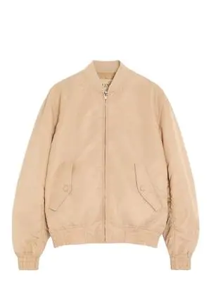 Valentino Garavani Nylon Bomber Jacket With Vgold - Sand