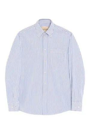 Valentino Garavani Cotton Poplin Shirt With Vgold Stripes Ivory/blue