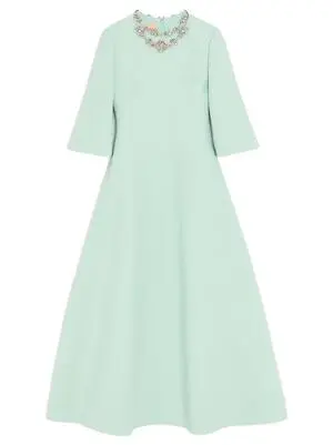 Valentino Garavani Crepe Couture Embroidered Midi Dress - Celadon/silver