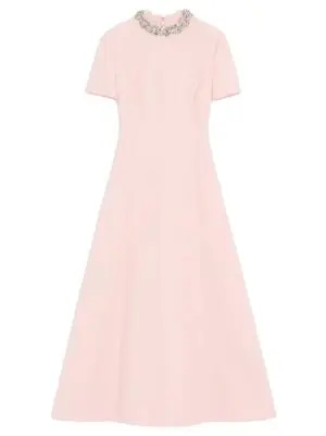 Valentino Garavani Valentino Crepe Couture Embroidered Midi Dress Pink/silver