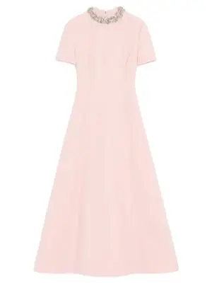 Valentino Garavani Crepe Couture Embroidered Midi Dress - Pink/silver