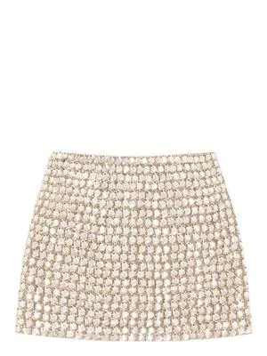 Valentino Garavani Mini Skirt In Embroidered Organza - Silver