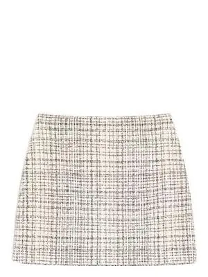 Valentino Garavani Square Tweed Mini Skirt - Vanilla/black