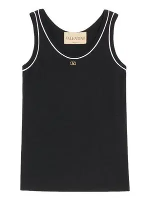 Valentino Garavani Cotton Jersey Top - Black/white