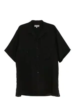 Yohji Yamamoto Cuban-collar Short-sleeve Shirt - Black