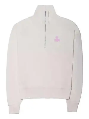 MARANT ETOILE Ross Logo-print Quarter-zip Sweater - Neutrals