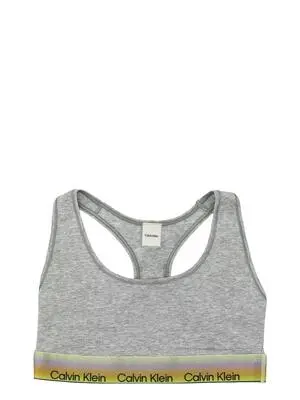 Calvin Klein Logo-band Racerback Bralette - Grey