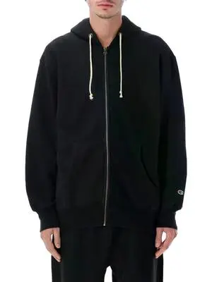 Champion Logo Patch Zip-up Hoodie - Black