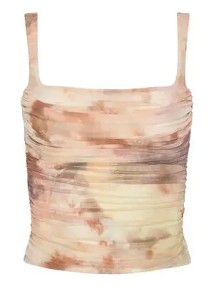 L'Agence Rasha Shirred Tank Top - Neutrals