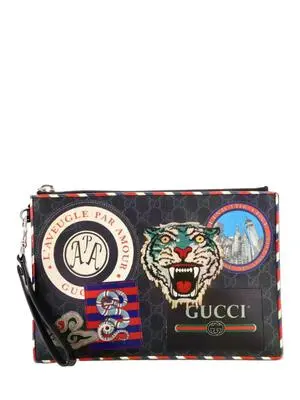 Gucci Night Courrier Gg Coated Canvas Pouch - Black
