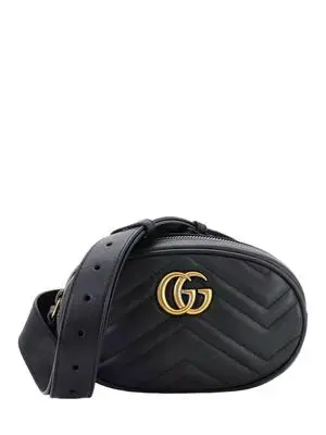 Gucci Gg Marmont Matelasse Leather Belt Bag - Black