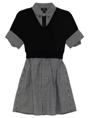 We11Done Gingham-print Layered Dress - Black