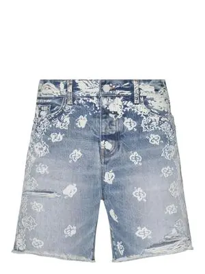 Amiri Bleach Bandana Denim Short - Grey
