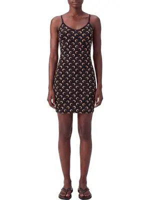MARINE SERRE Crescent Moon Print Mini Dress - Black