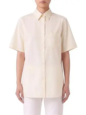 FERRAGAMO Short-sleeved Shirt With Patch Pockets - Beige
