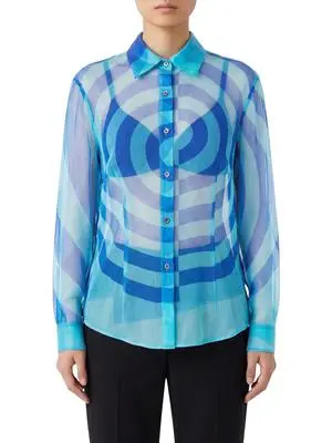 Dries Van Noten Optical Print Silk Shirt - Multicolor