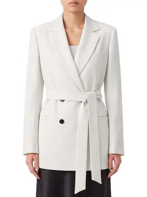 Kiton Belted Double-breasted Blazer - White