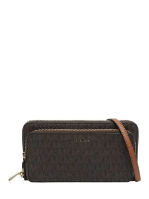Michael Kors Michael Kors Coated Cotton MK Monogram Crossbody Bag Brown
