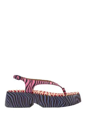 Camper Camper Zebra Print Leather Heeled Sandals Multicolor
