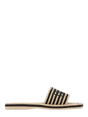 Chloé Striped Woven Raffia Slides - Black