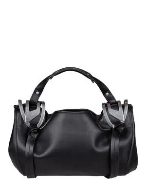 DIESEL® Knot-d Smooth Leather Handbag With Oval D Logo - Black