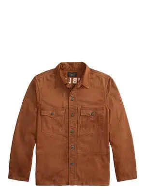 Ralph Lauren Embroidered Herringbone Twill Overshirt - Brick