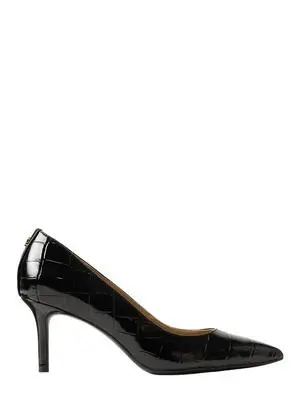 Ralph Lauren Lanette Croc-embossed Leather Pumps - Black