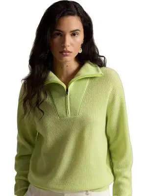 Ralph Lauren Rib-knit Cashmere Half-zip Sweater - Light Lime