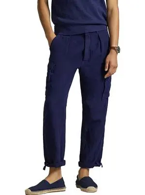 Ralph Lauren Slim Tapered Linen Cargo Pants - Newport Navy