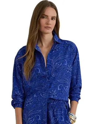 Ralph Lauren Relaxed Fit Paisley Crepe Shirt - Blue Multi