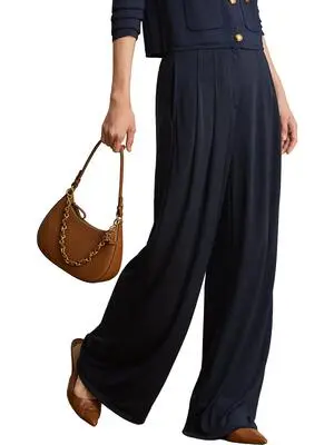 Ralph Lauren Pleated Wide-leg Trousers - Lauren Navy