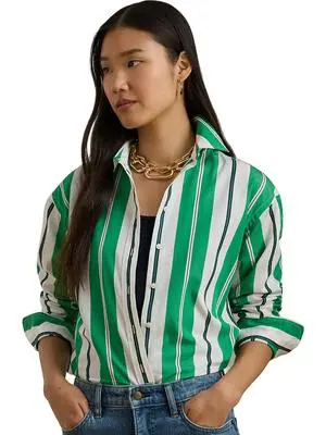 Ralph Lauren Relaxed Fit Striped Shirt - Green/blue/white