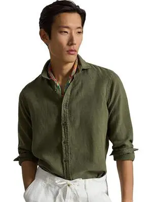 Ralph Lauren Classic Fit Linen Shirt New Olive