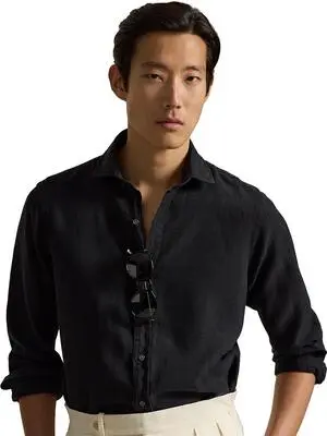 Ralph Lauren Classic Fit Linen Shirt Polo Black